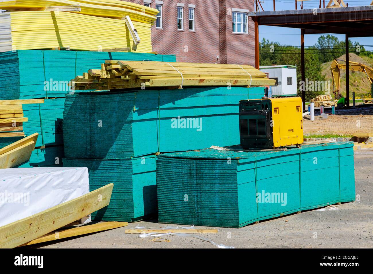 Stacked wooden building materials stack of boards wood frame beam ...