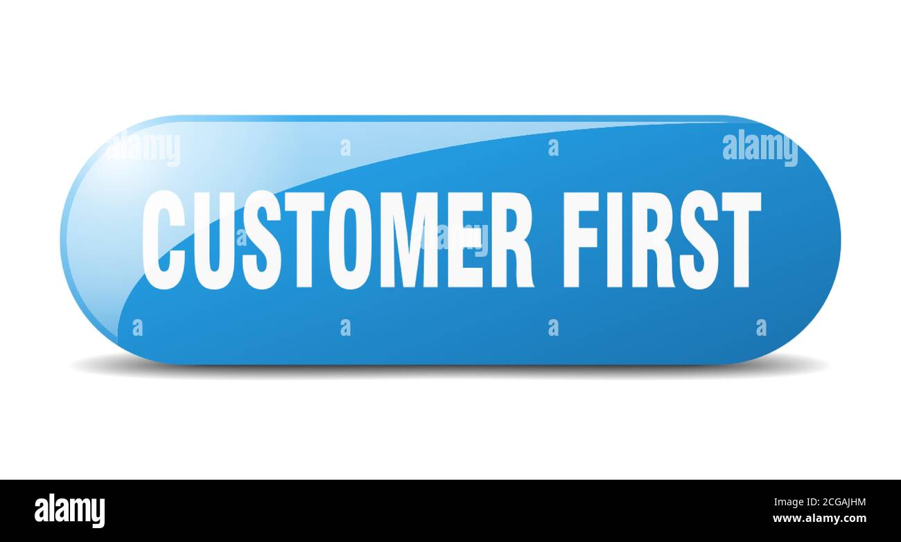 customer first button. rounded glass sign. sticker. banner Stock Vector ...