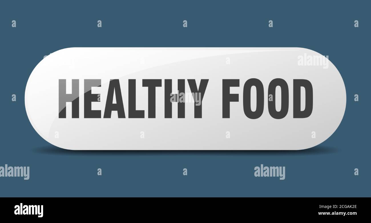healthy food button. rounded glass sign. sticker. banner Stock Vector ...