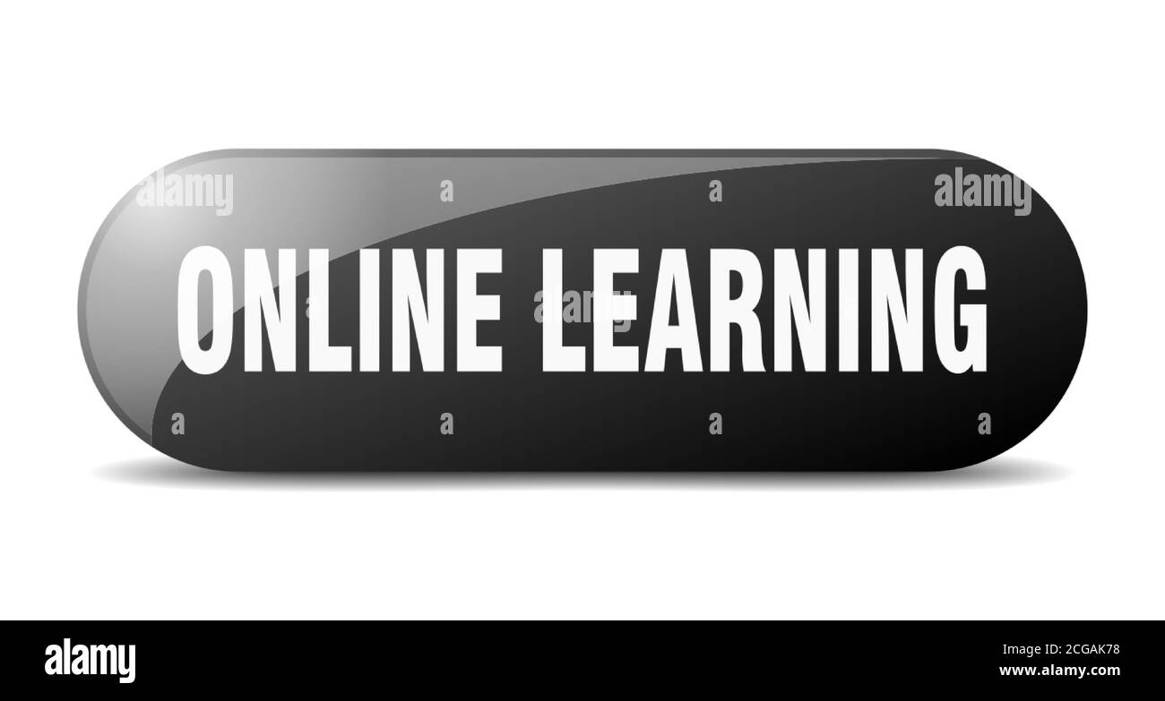 online learning button. rounded glass sign. sticker. banner Stock ...