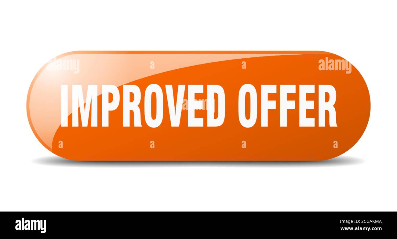 improved offer button. rounded glass sign. sticker. banner Stock Vector ...
