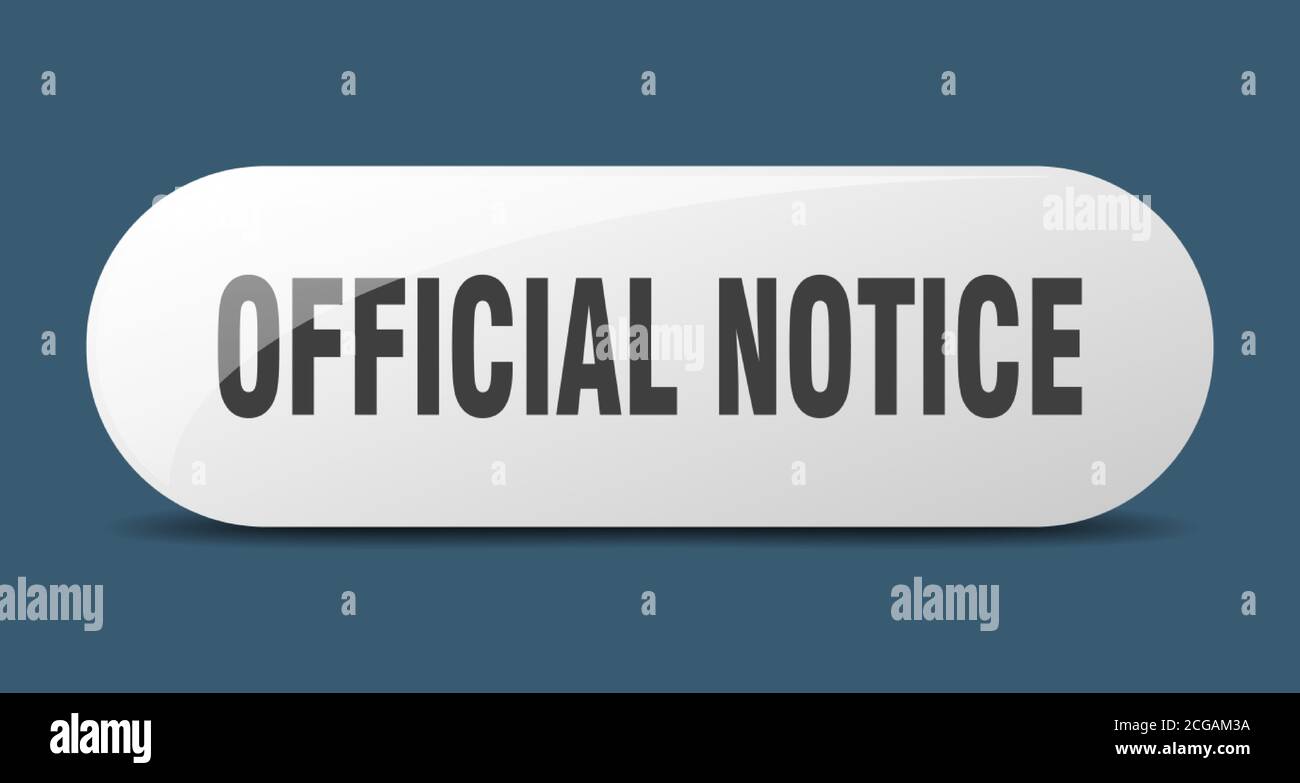 official notice button. rounded glass sign. sticker. banner Stock ...