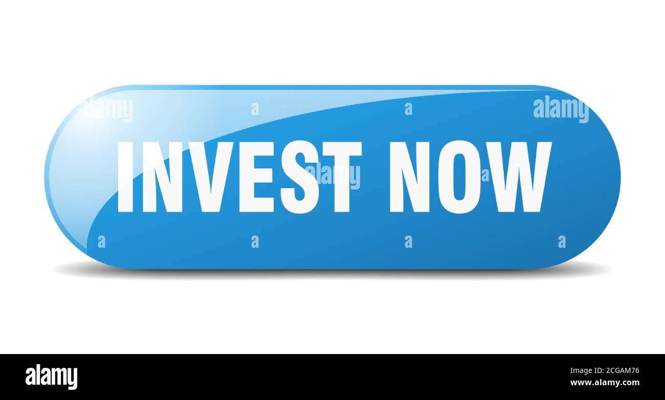 invest now button. rounded glass sign. sticker. banner Stock Vector ...