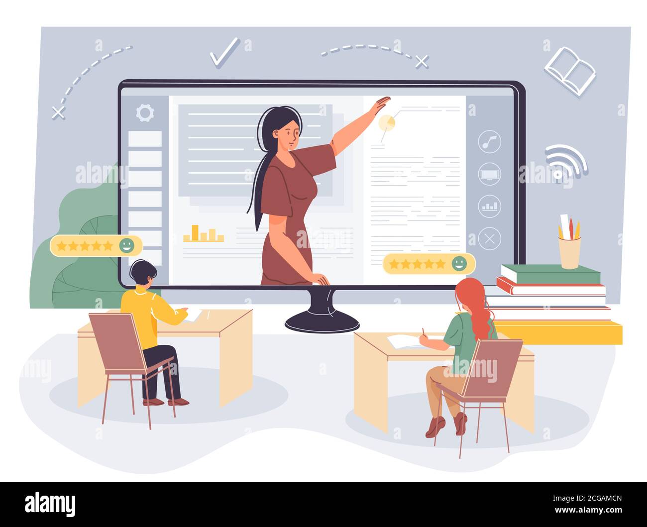 Kid on online lesson Cut Out Stock Images & Pictures - Alamy