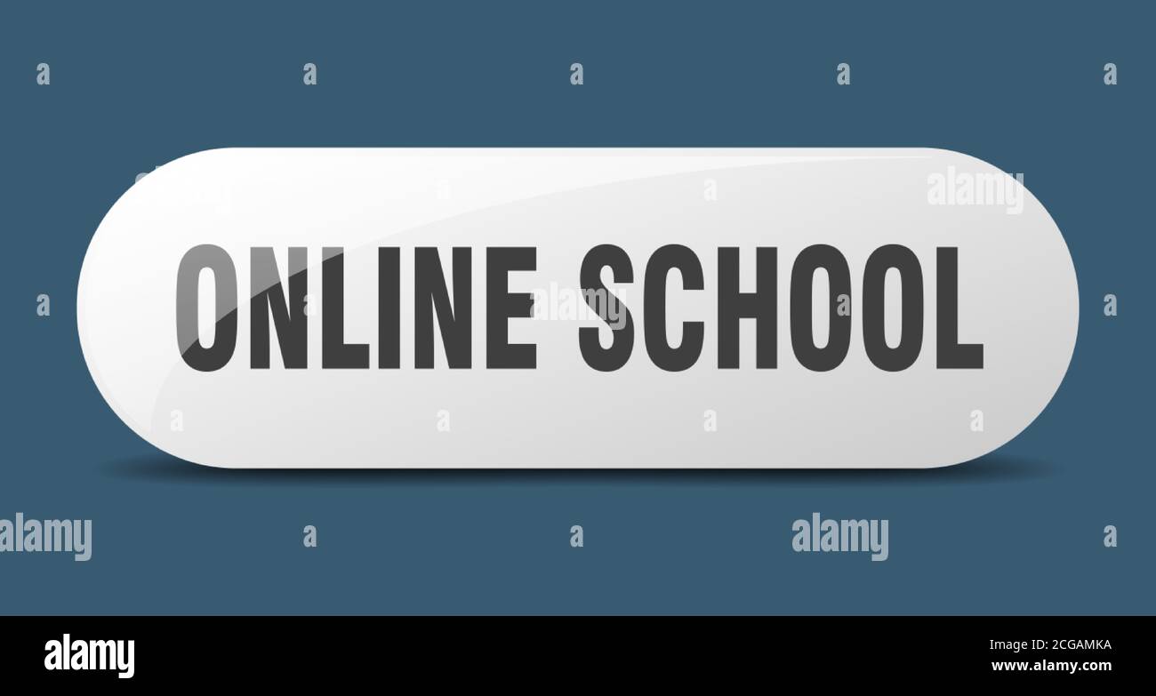 online school button. rounded glass sign. sticker. banner Stock Vector ...