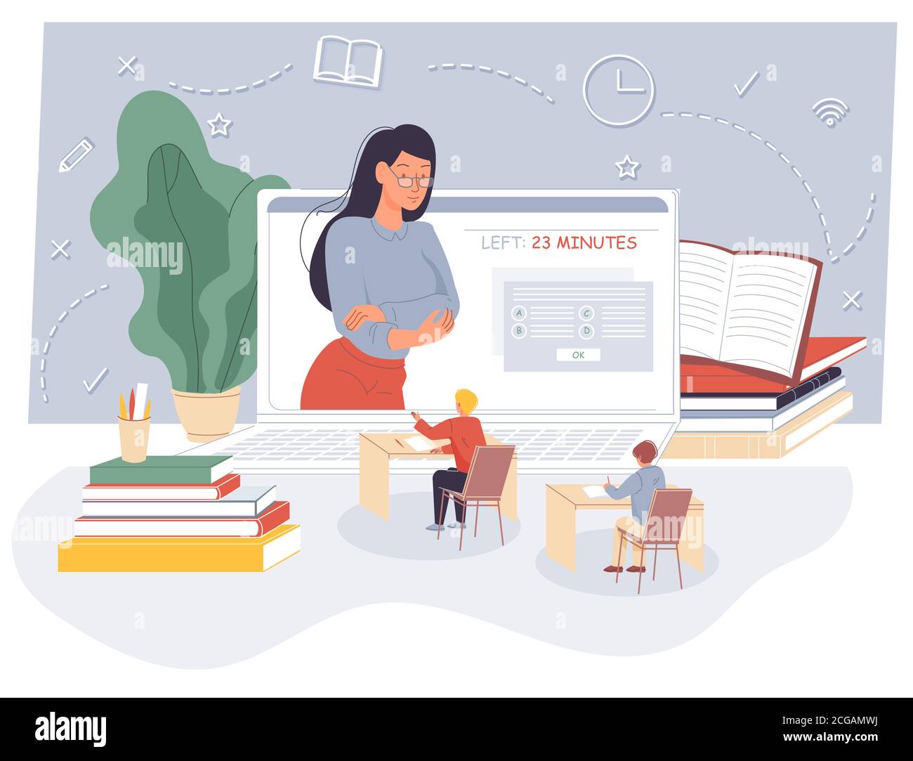 Children distance exam online at virtual class Stock Vector Image & Art ...