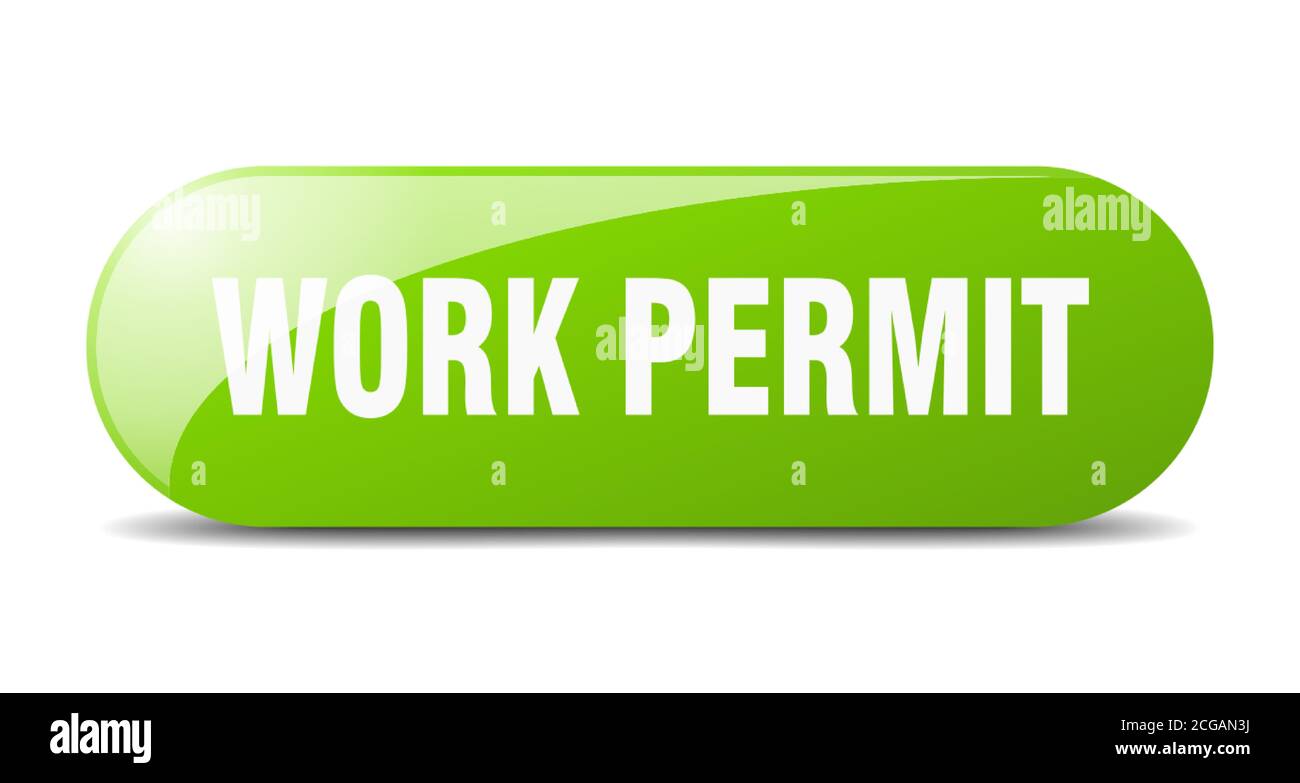 work permit button. rounded glass sign. sticker. banner Stock Vector ...