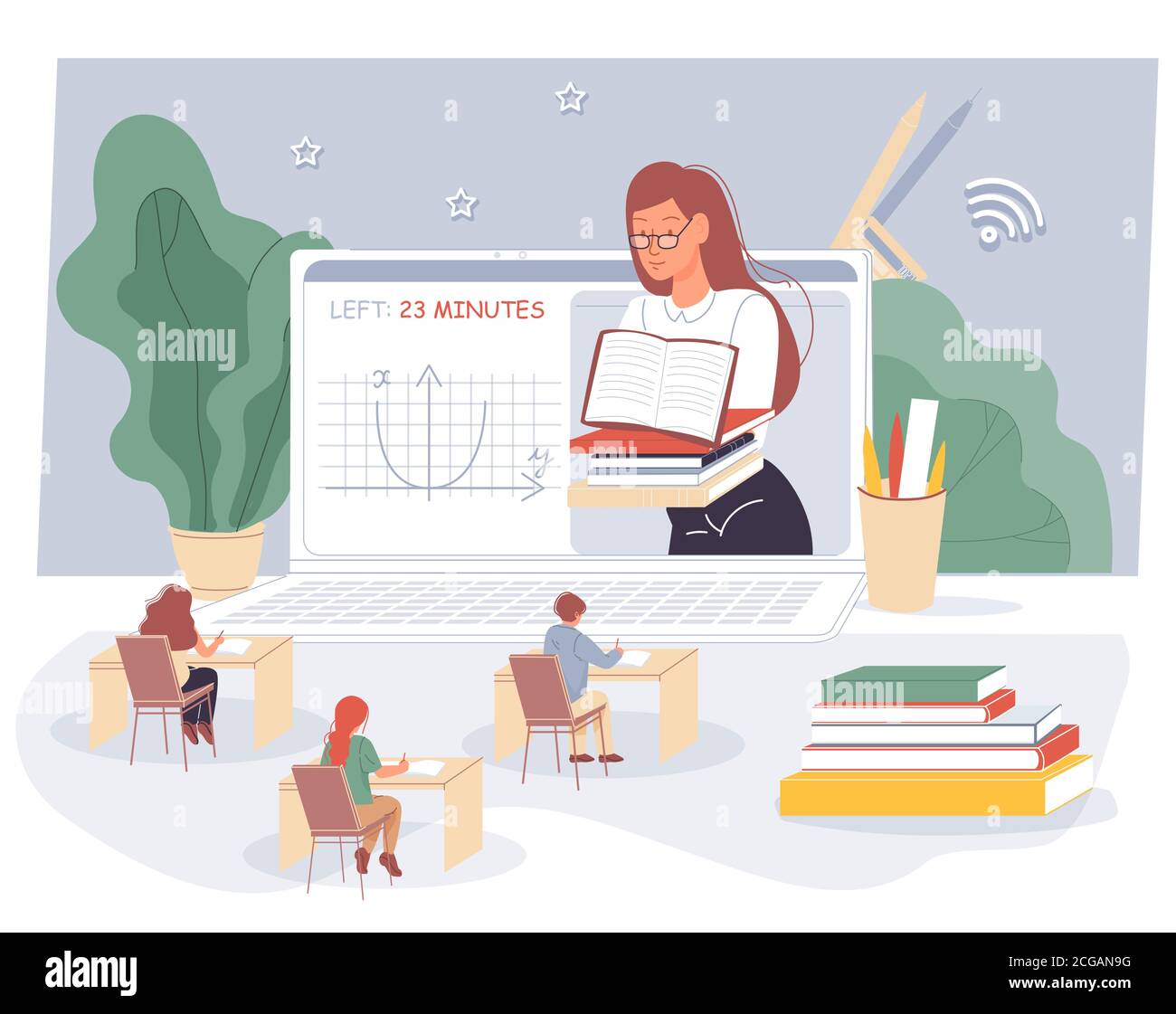 Virtual learning classroom book Stock Vector Images - Alamy