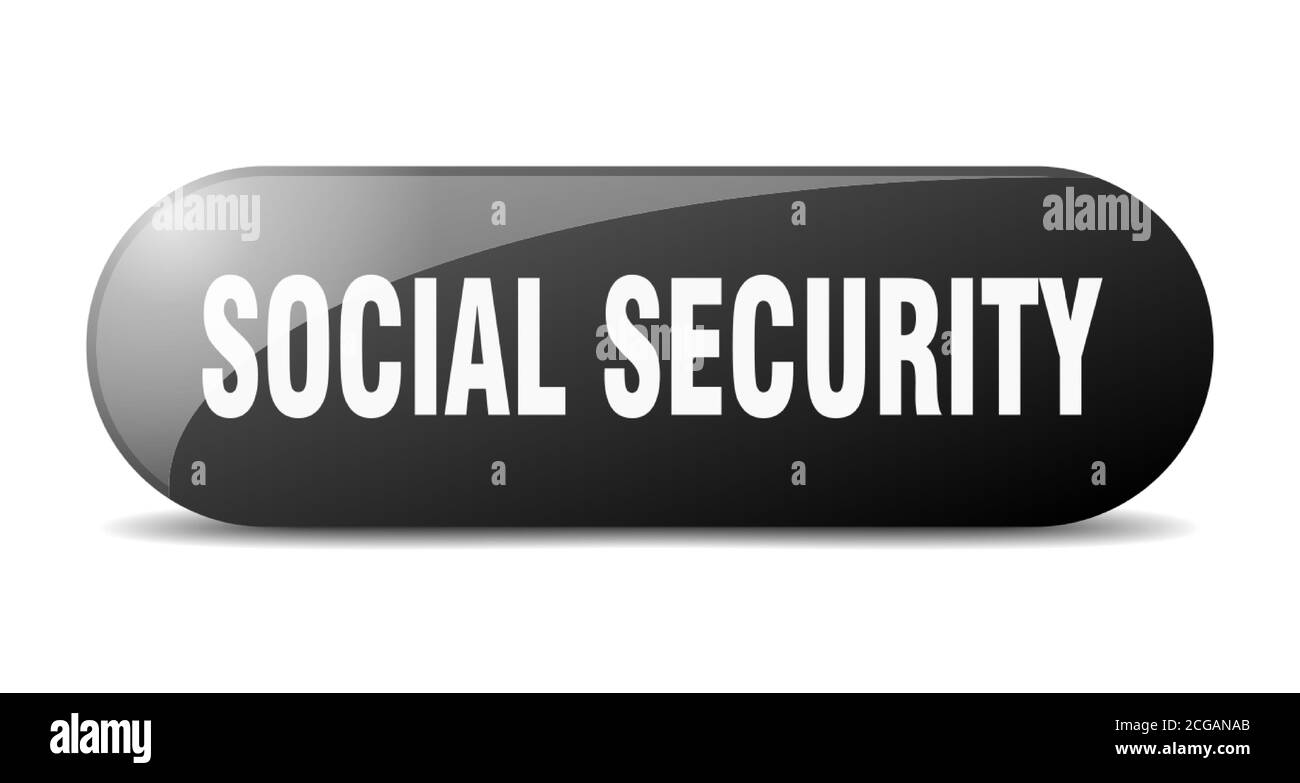 social security button. rounded glass sign. sticker. banner Stock ...