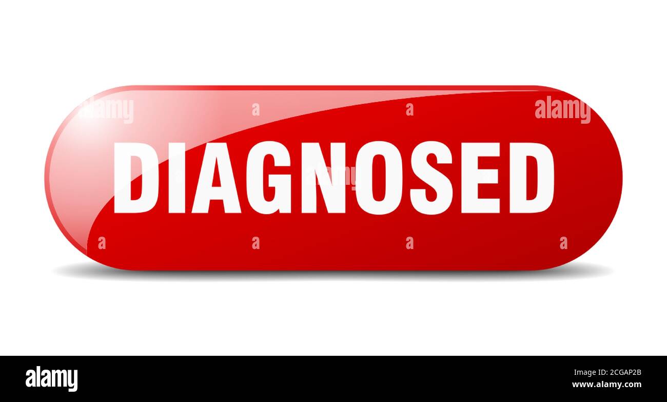 diagnosed button. rounded glass sign. sticker. banner Stock Vector ...