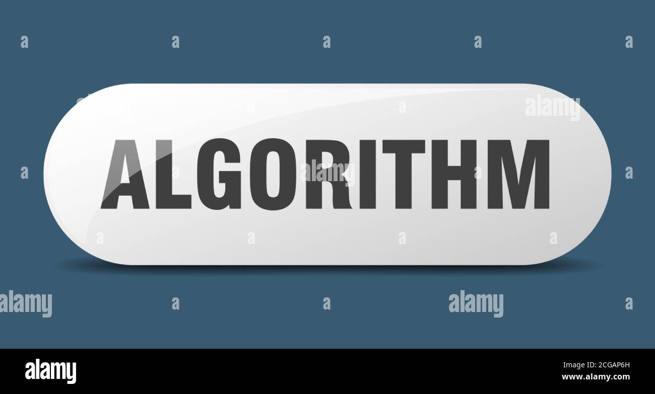 algorithm button. rounded glass sign. sticker. banner Stock Vector ...