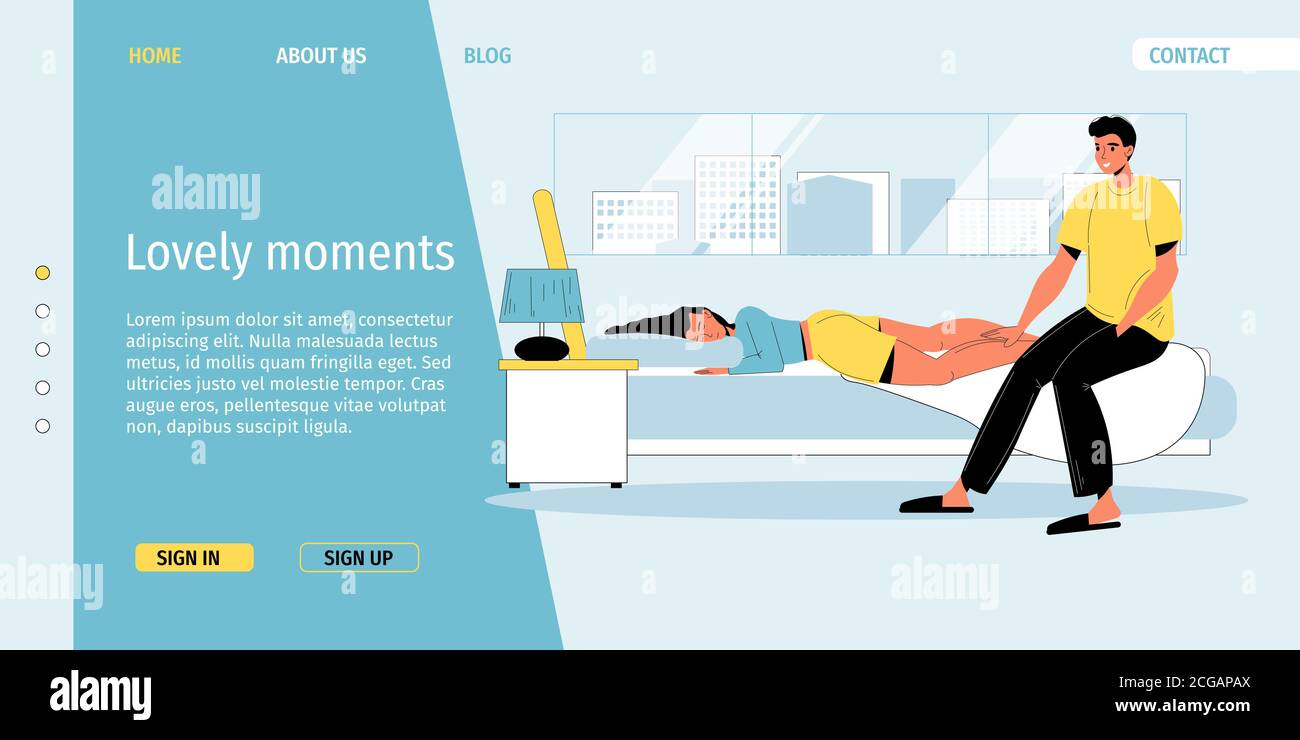 Loving romantic couple relation landing page design Stock Vector Image ...
