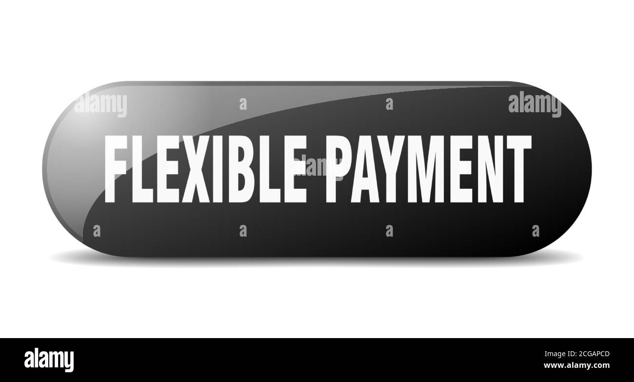 flexible payment button. rounded glass sign. sticker. banner Stock ...