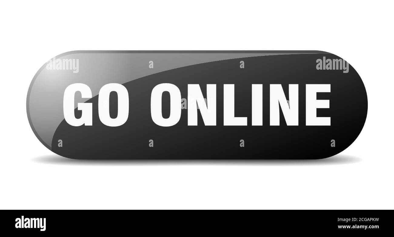 go online button. rounded glass sign. sticker. banner Stock Vector ...