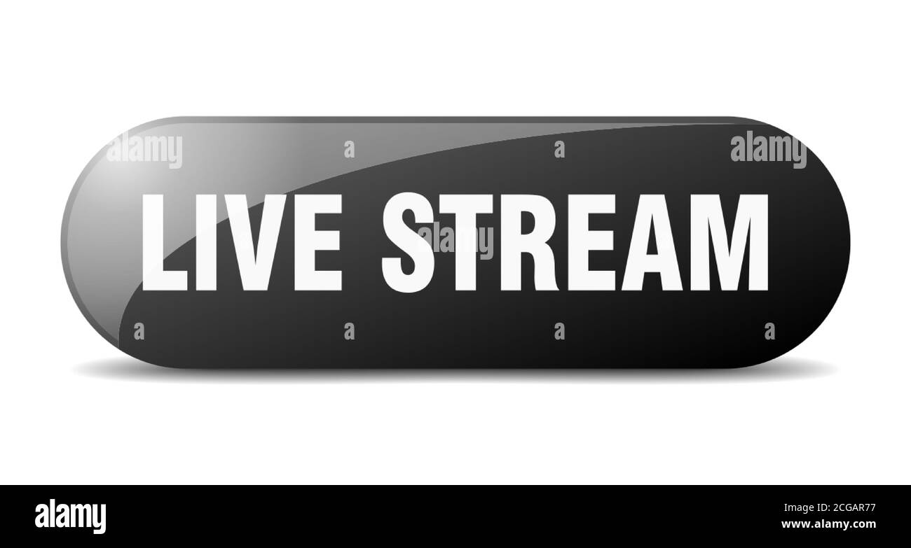 live stream button. rounded glass sign. sticker. banner Stock Vector ...