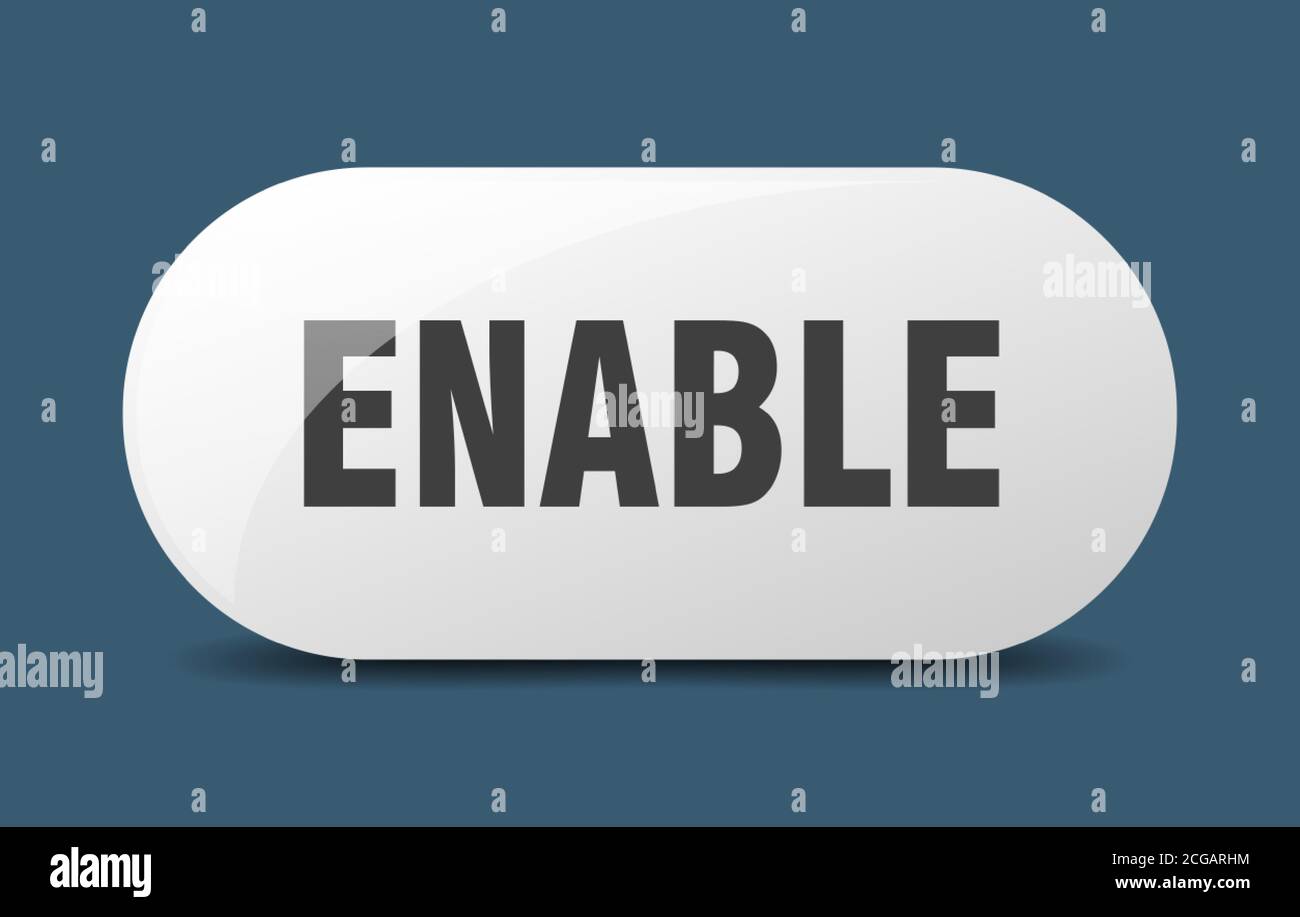 enable button. rounded glass sign. sticker. banner Stock Vector Image ...