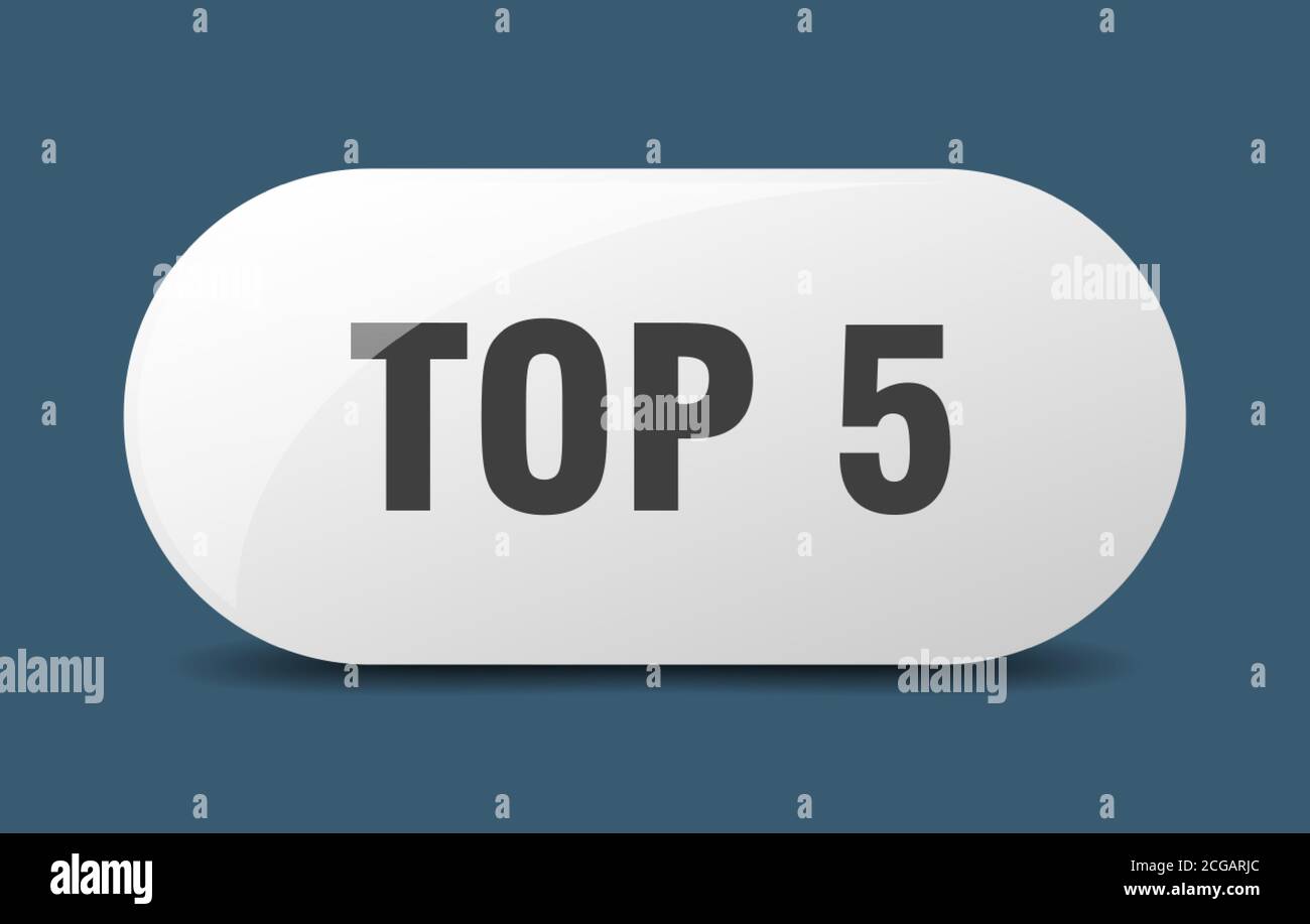 top 5 button. rounded glass sign. sticker. banner Stock Vector Image ...