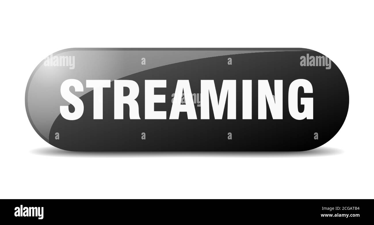 streaming button. rounded glass sign. sticker. banner Stock Vector ...