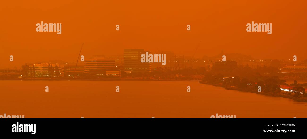 Thick orange haze above San Francisco Bay on September 9 2020 from ...