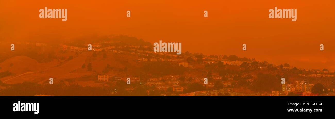 Thick orange haze above San Francisco on September 9 2020 from record ...