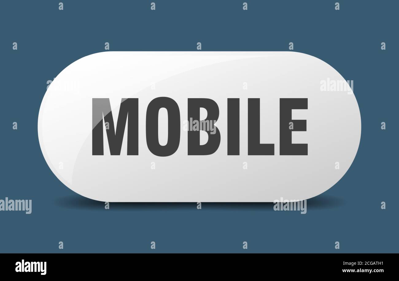 mobile button. rounded glass sign. sticker. banner Stock Vector Image ...