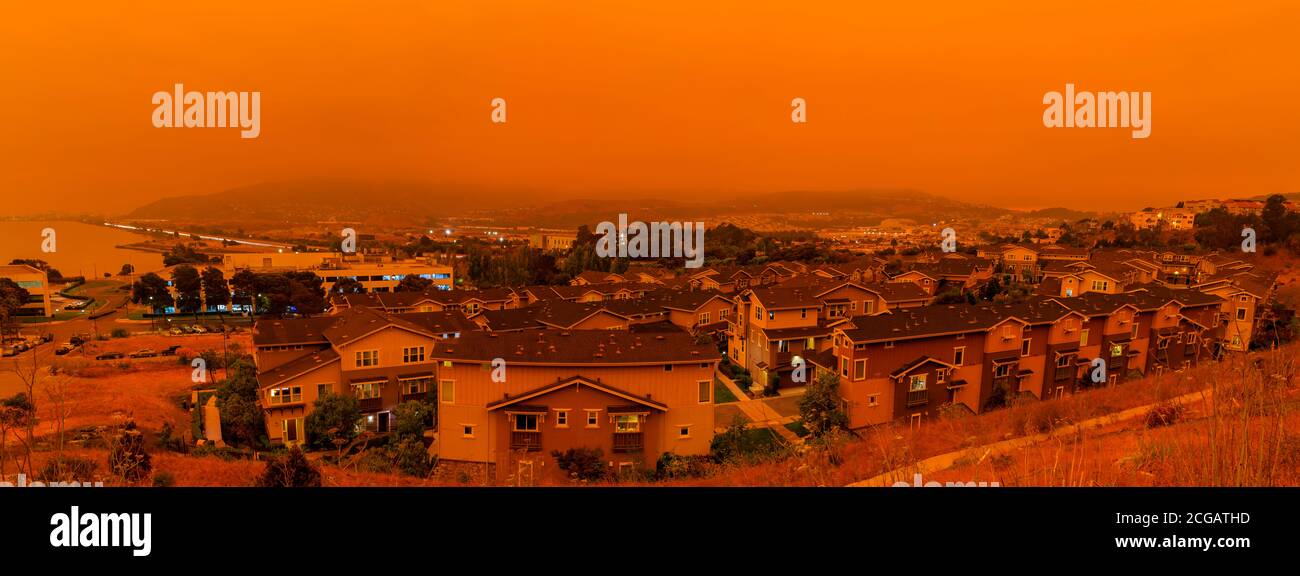 Thick orange haze above San Francisco on September 9 2020 from record ...