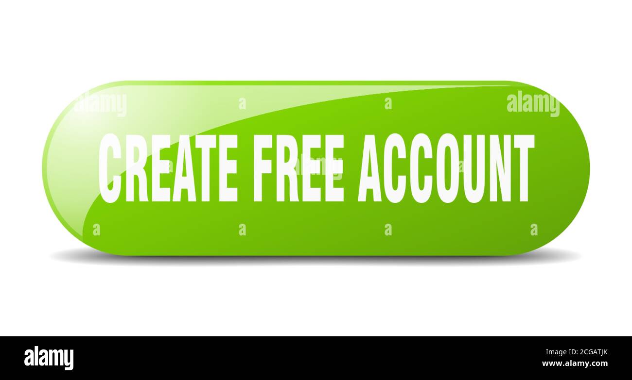 create free account button. rounded glass sign. sticker. banner Stock ...