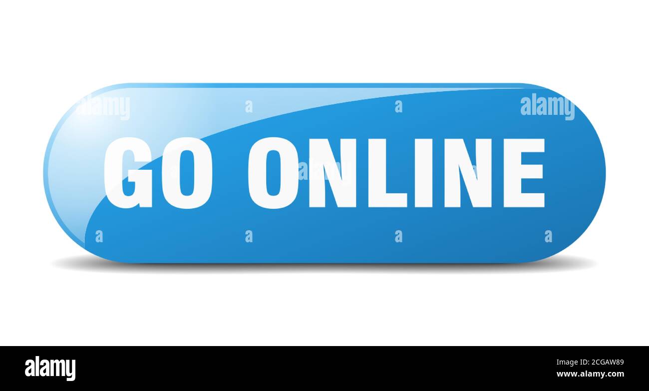 go online button. rounded glass sign. sticker. banner Stock Vector ...