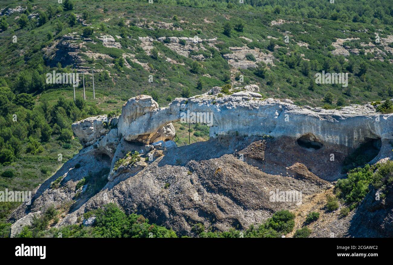 limestone formations with natural bridges on the slopes of the Massif ...