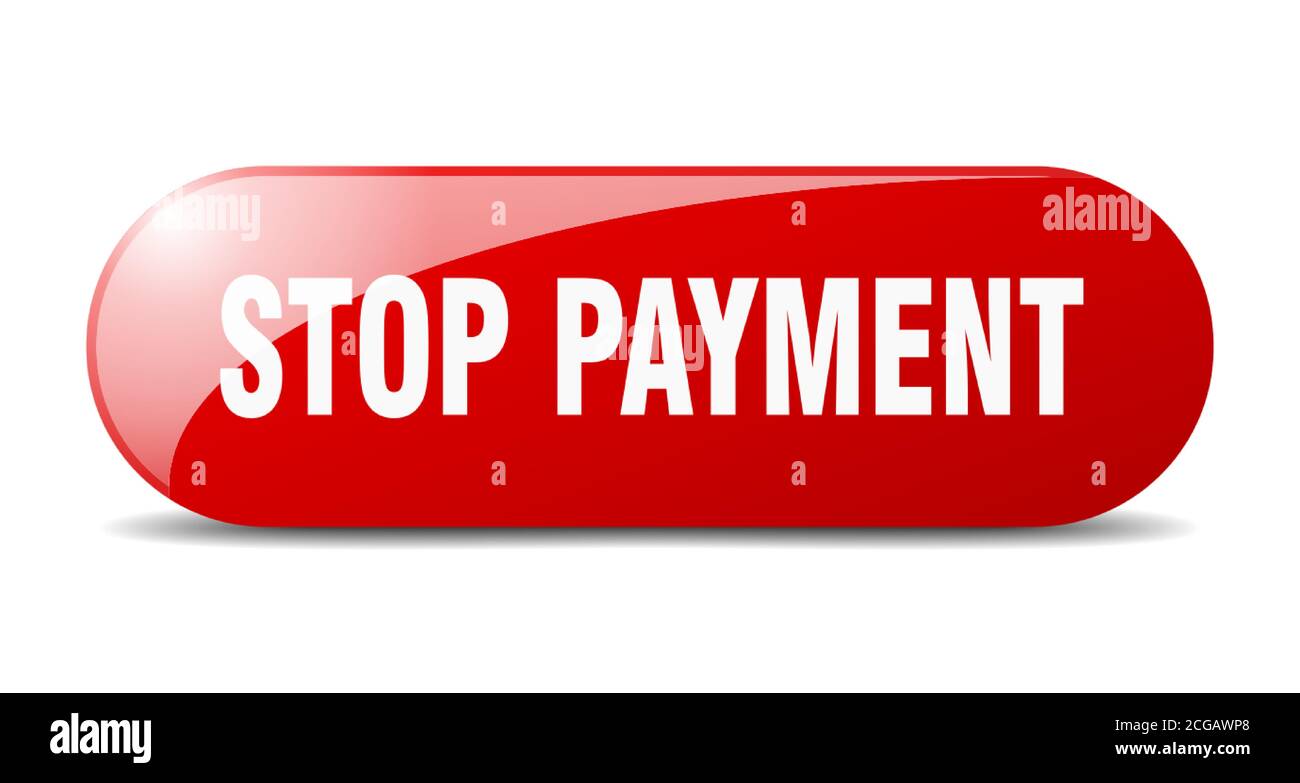 stop payment button. rounded glass sign. sticker. banner Stock Vector ...