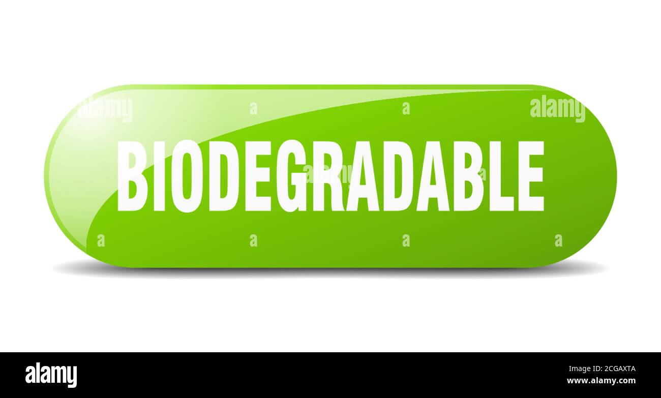 biodegradable button. rounded glass sign. sticker. banner Stock Vector ...