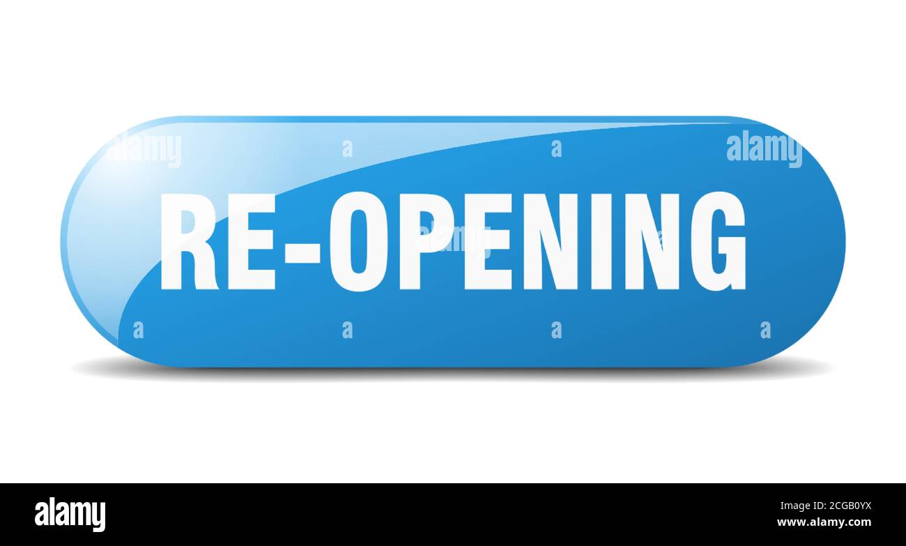re-opening button. rounded glass sign. sticker. banner Stock Vector ...