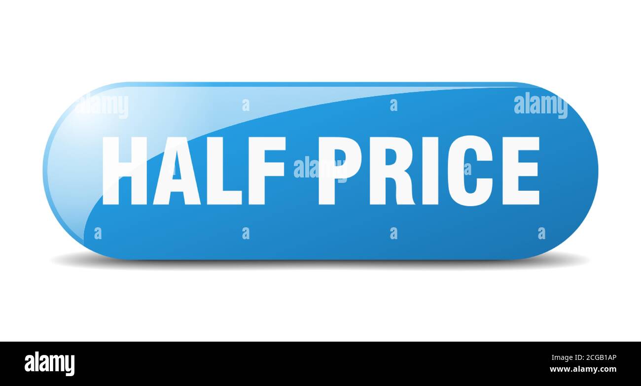 half price button. rounded glass sign. sticker. banner Stock Vector ...