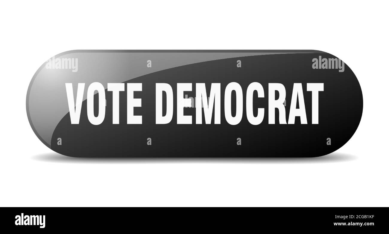 vote democrat button. rounded glass sign. sticker. banner Stock Vector ...