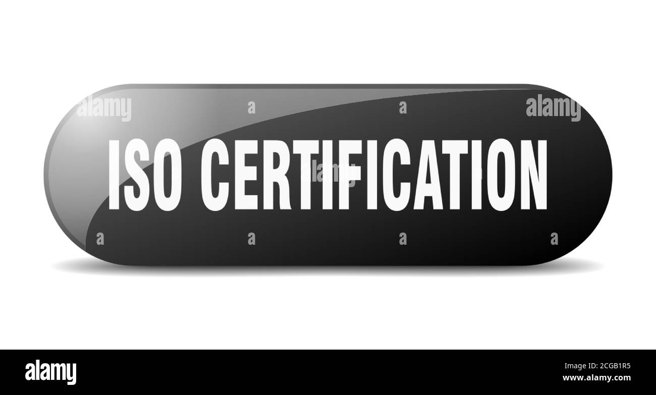 iso certification button. rounded glass sign. sticker. banner Stock ...