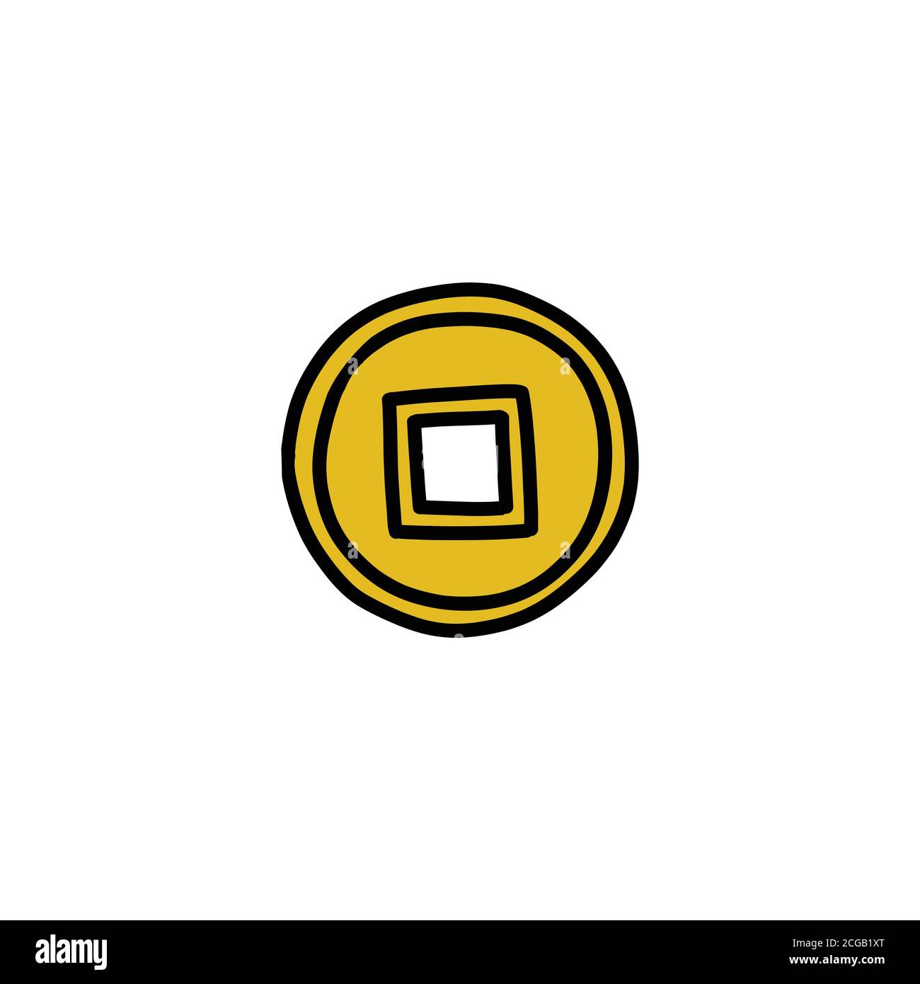 chinese coin doodle icon, vector illustration Stock Vector Image & Art ...