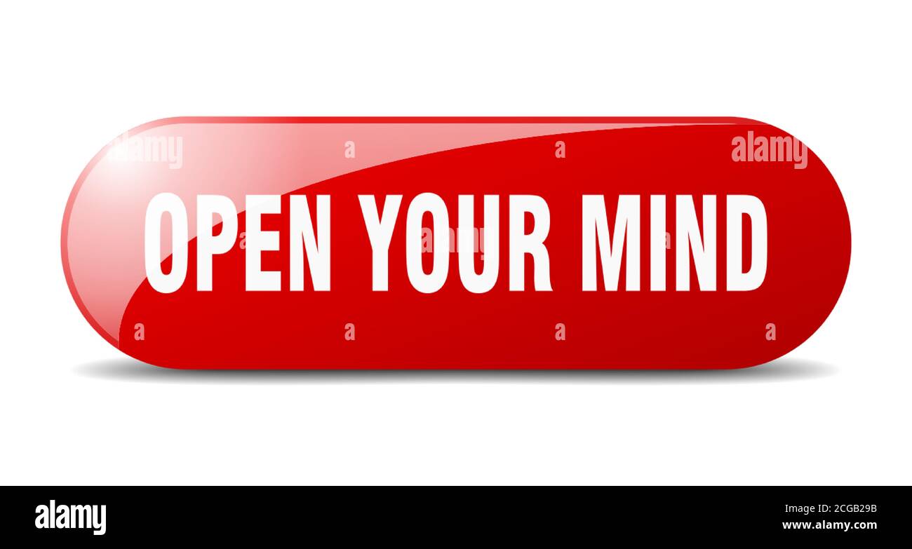 open your mind button. rounded glass sign. sticker. banner Stock Vector ...
