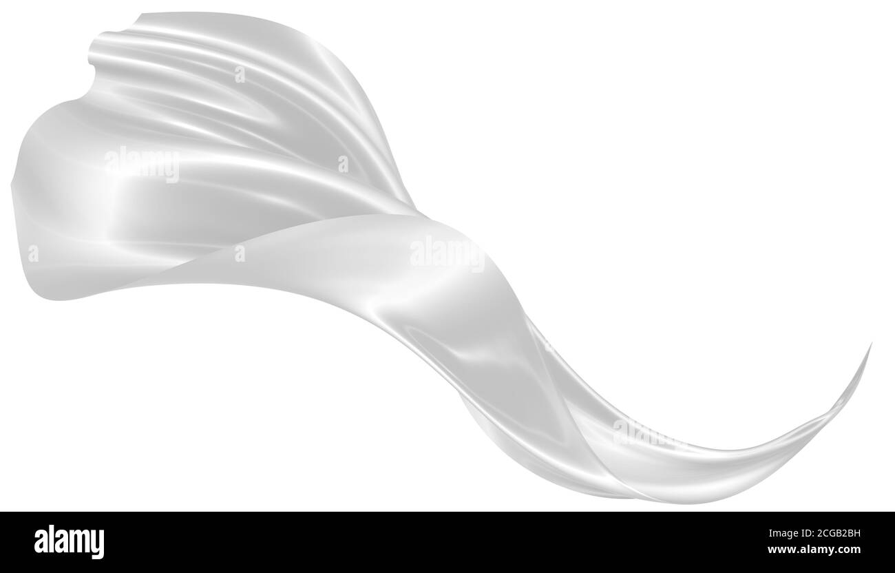 Abstract background of white wavy silk or satin. 3d rendering image ...