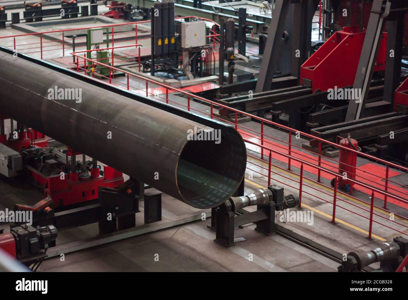 Chelyabinsk, Russia - October 22, 2014: Forming flat tubular blank into ...
