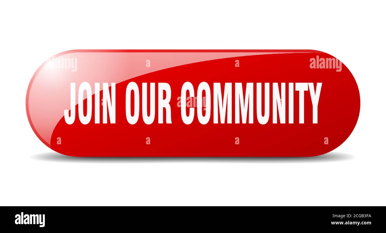 join our community button. rounded glass sign. sticker. banner Stock ...