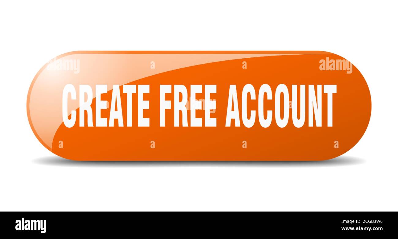 create free account button. rounded glass sign. sticker. banner Stock ...