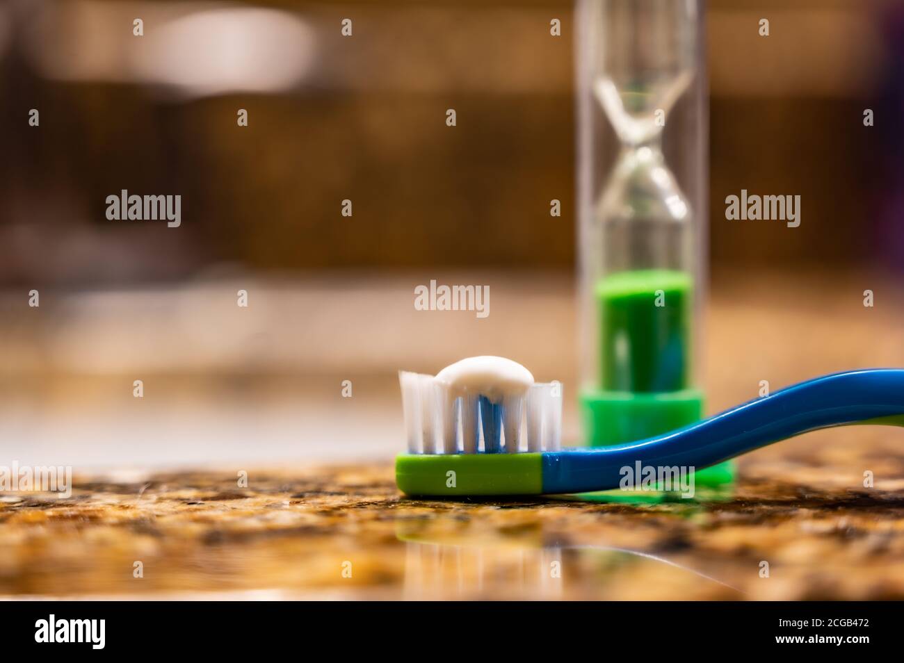 Toothbrush, toothpaste and sand timer for kids learning to slow down ...