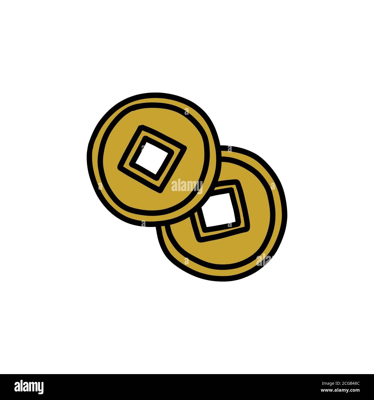 chinese coin doodle icon, vector illustration Stock Vector Image & Art ...