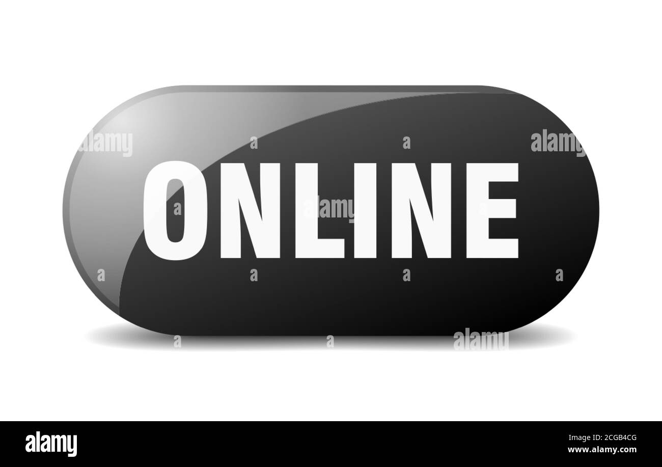 online button. rounded glass sign. sticker. banner Stock Vector Image ...
