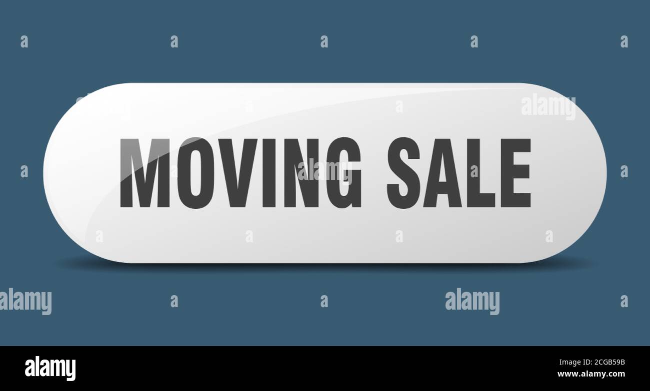 moving sale button. rounded glass sign. sticker. banner Stock Vector ...