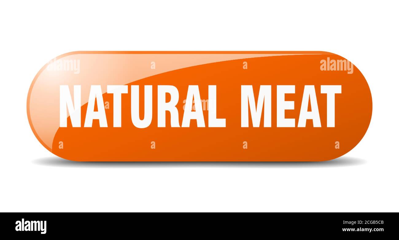 natural meat button. rounded glass sign. sticker. banner Stock Vector ...