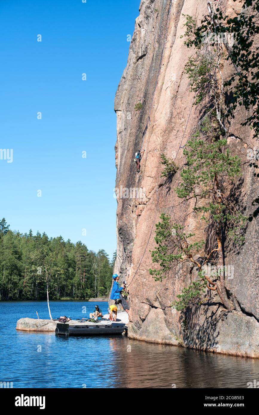 Rock climber and belayer hi-res stock photography and images - Alamy