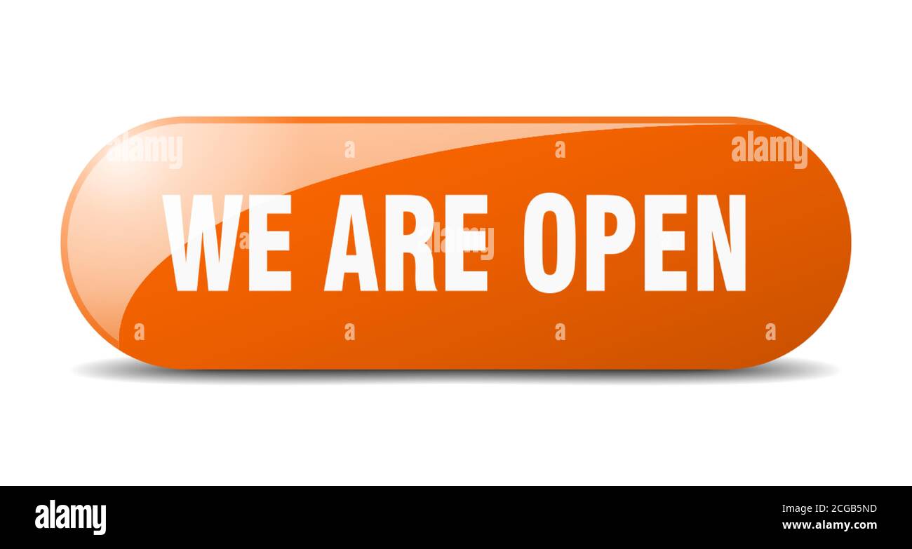 we are open button. rounded glass sign. sticker. banner Stock Vector ...