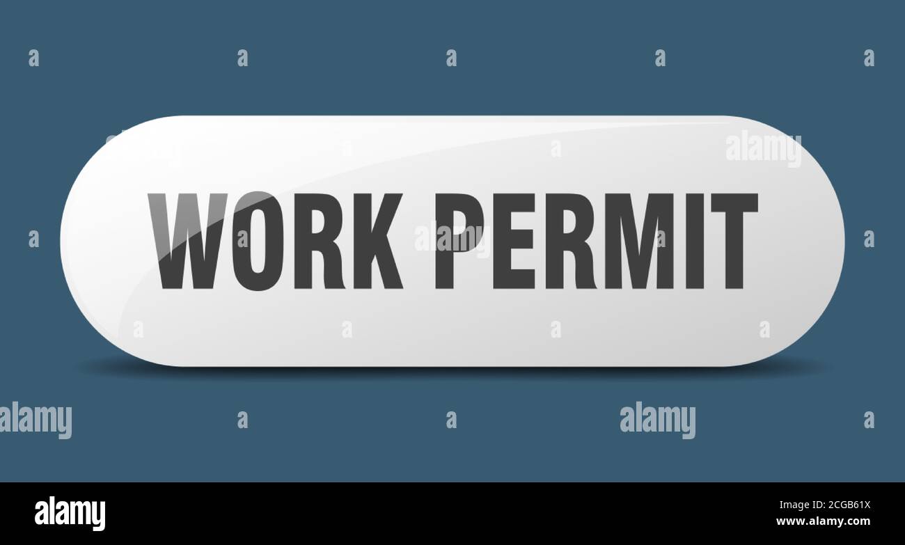 work permit button. rounded glass sign. sticker. banner Stock Vector ...