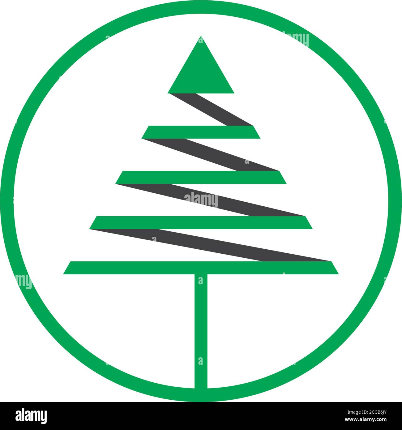 green pine tree triangle ribbon circle symbol logo vector Stock Vector ...